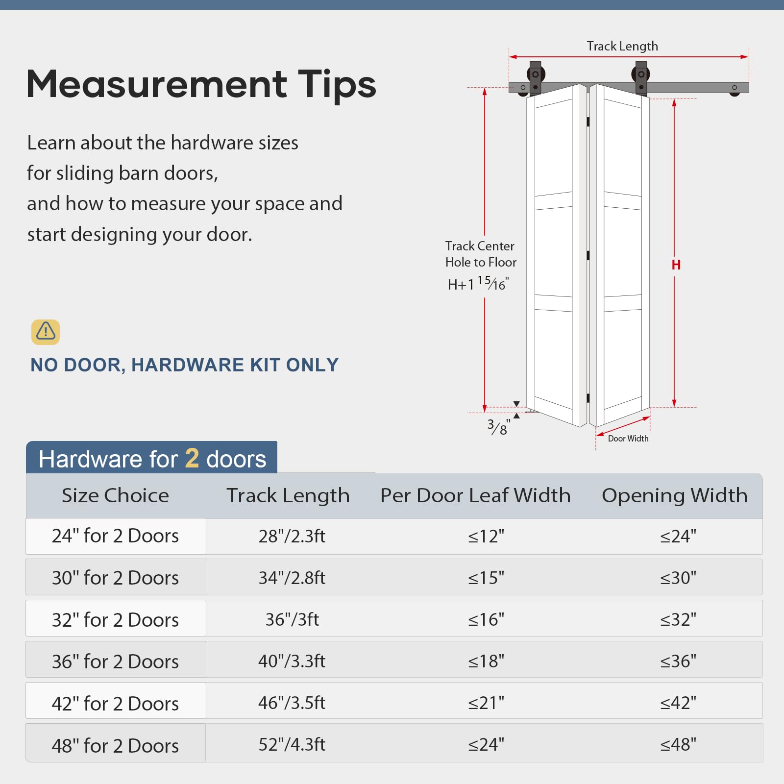 EaseLife 30" Bi-folding Sliding Barn Door Hardware Track Kit for 2 Closet Door,Top Mount Roller,Heavy Duty,Slide Smoothly Quietly,Easy Install,Black,No Door (Track Length 34" for Double 15" Wide Door)