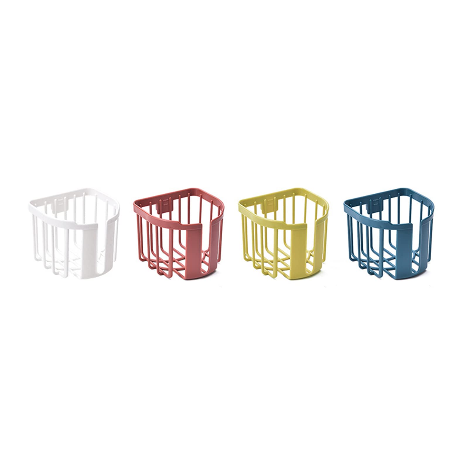 Toilet Paper Holder, Wall Mounted Bathroom Roll Tissue Wire Basket Toilet Paper Basket Self Adhesive Bathroom Storage Rack for Home Hotel(White)