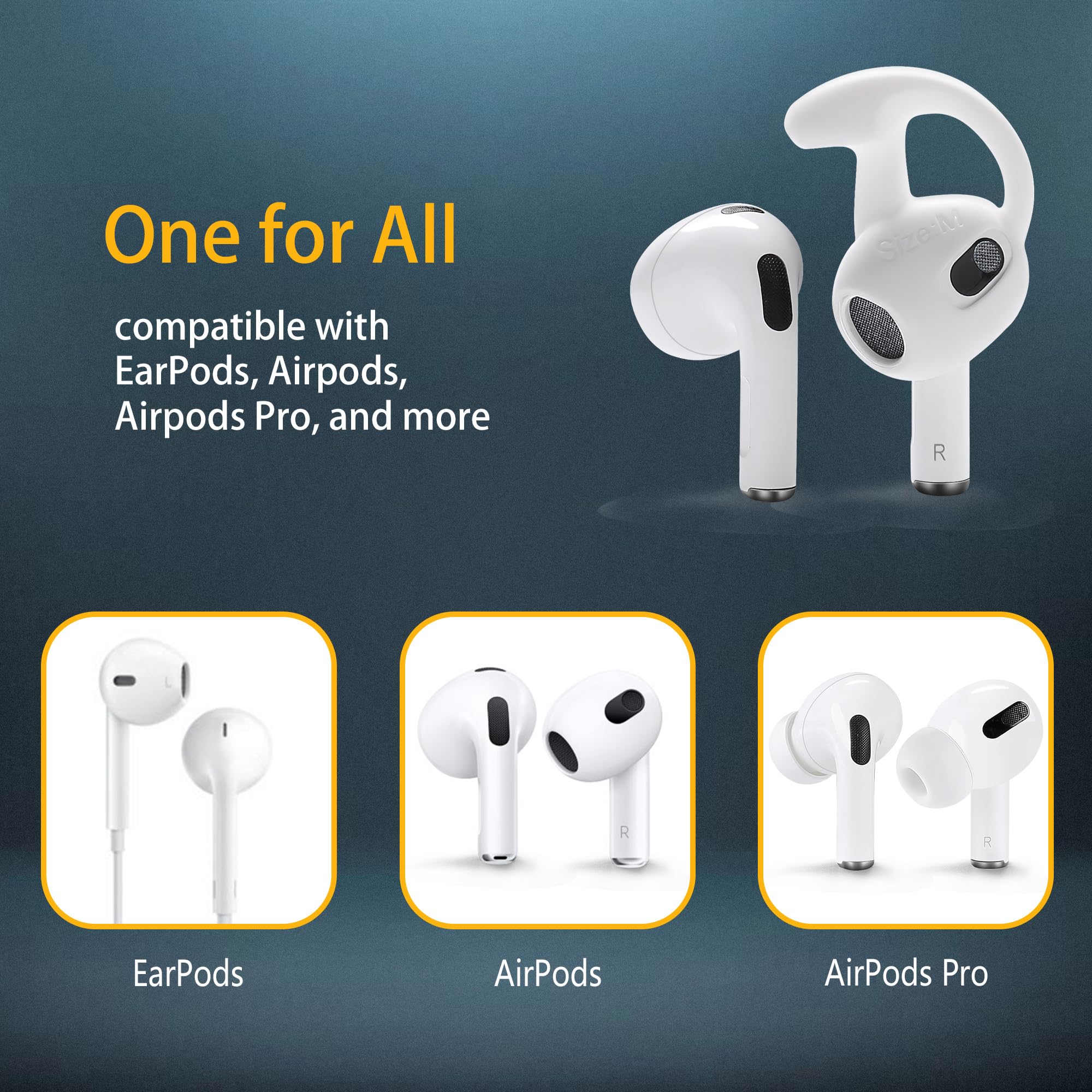 Zeadio 6 Pairs Custom Molded Silicone Ear Tips Cover Skins and Covers, Professional Anti-Drop Silicone Earbuds Covers Tips Ear Hooks, Compatible with Apple AirPods, AirPods Pro and EarPods