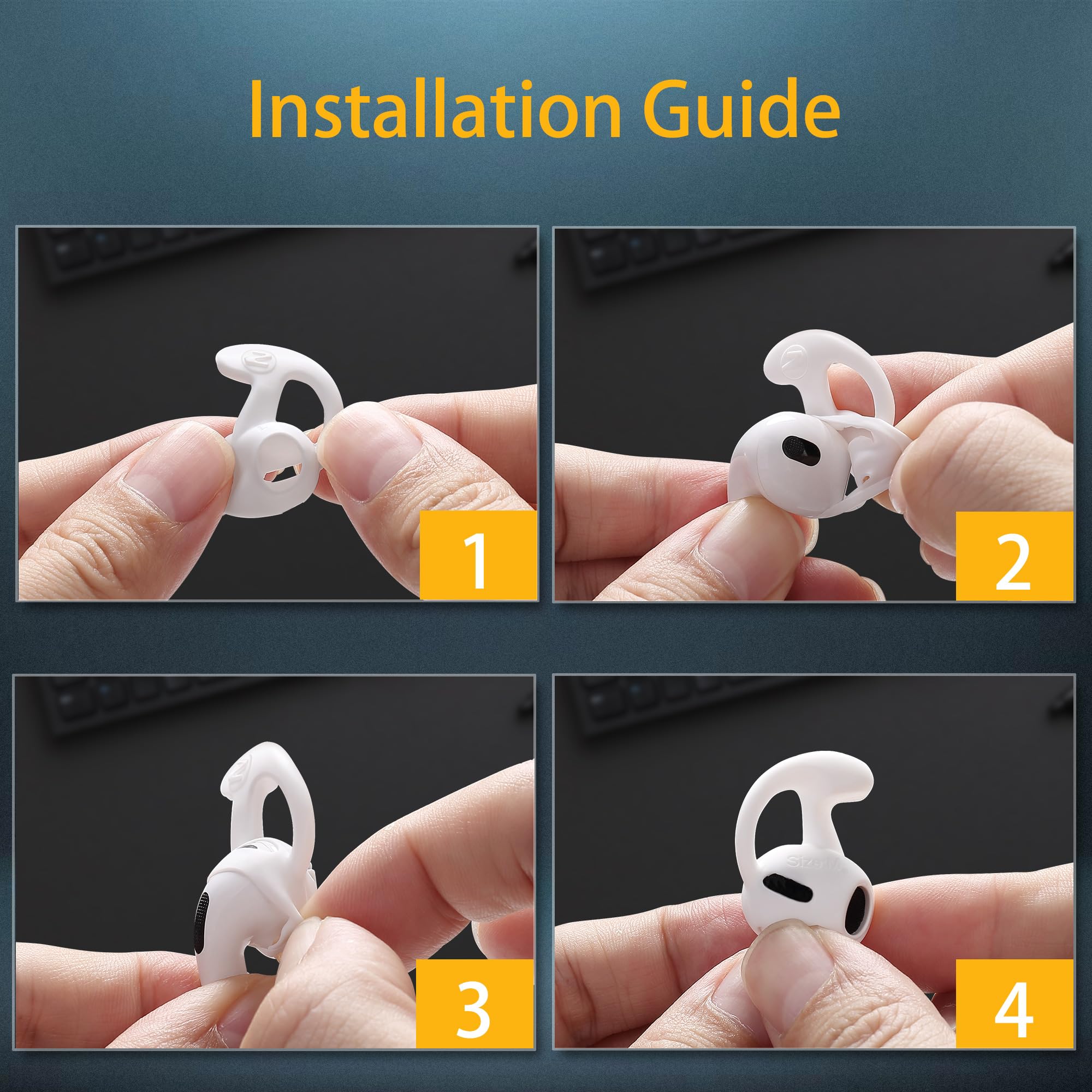 Zeadio 6 Pairs Custom Molded Silicone Ear Tips Cover Skins and Covers, Professional Anti-Drop Silicone Earbuds Covers Tips Ear Hooks, Compatible with Apple AirPods, AirPods Pro and EarPods