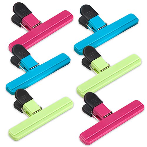 6Pack Large Size Chip Bag Clips, Assorted Colors Foods Snacks Bag Paper Clips, Plastic Heavy Duty Seal Grips