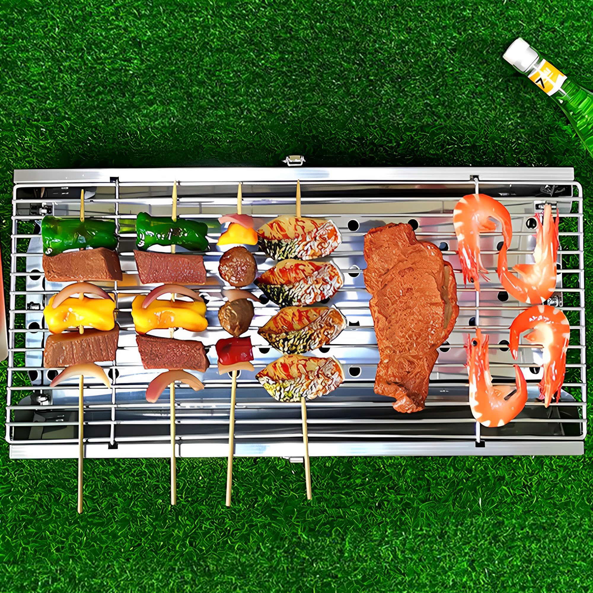 Portable Charcoal Grill 18 inch, Folding BBQ Grill Portable Grill with Reinforce Support Frame, Alloy Steel Table Top Grill Charcoal for Outdoor Cooking,Camping,Backyard Barbecue