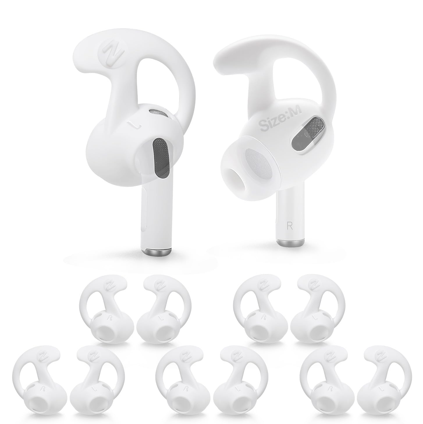 Zeadio 6 Pairs Custom Molded Silicone Ear Tips Cover Skins and Covers, Professional Anti-Drop Silicone Earbuds Covers Tips Ear Hooks, Compatible with Apple AirPods, AirPods Pro and EarPods