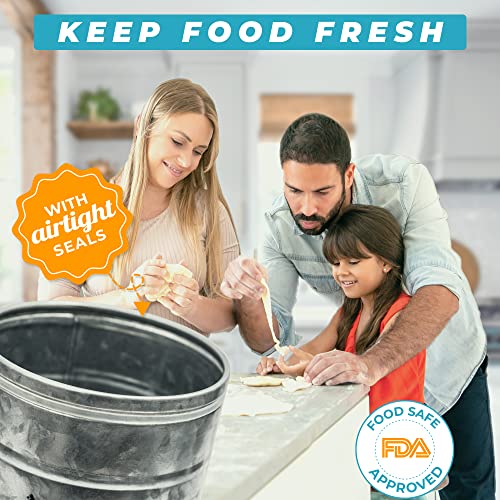 Saratoga Home Farmhouse Canister Set for Kitchen Coffee Tea Sugar Container Set with Labels & Marker, 4 Airtight Galvanized Rustic Tin Metal Flour Sugar Canister Sets for Kitchen Counter, Silver
