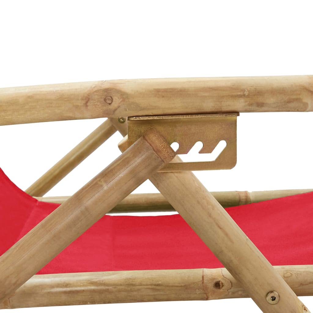 Reclining Relaxing Chair Red Bamboo and Fabric Make Your Patio Shine Essential Outdoor Seating Solution