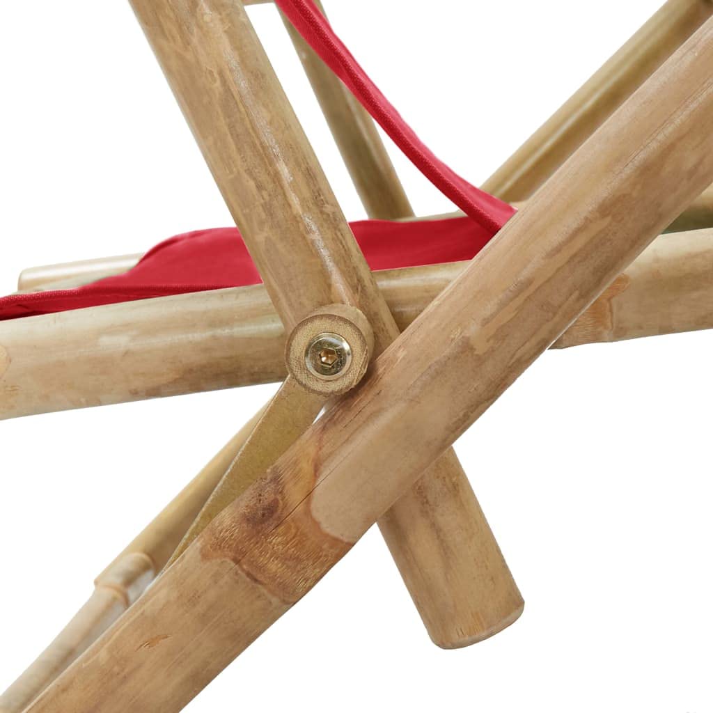 Reclining Relaxing Chair Red Bamboo and Fabric Make Your Patio Shine Essential Outdoor Seating Solution