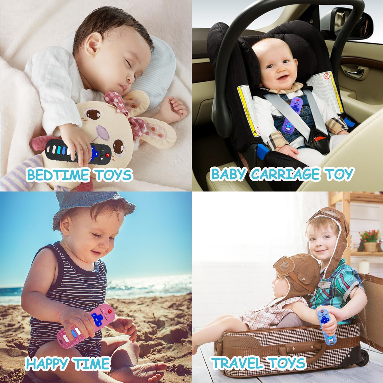 YAPROMO Baby Teething Toys,2 Pcs TV Remote Control Shape Teether Toys,Food Grade Silicine Chew Toy