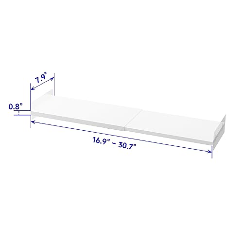 KIKIBRO Expandable Closet Shelf Organizer, Adjustable Shelves, Extendable Storage Shelving Rack Divider for Cabinet Pantry Cupboard Kitchen (2, White Small)