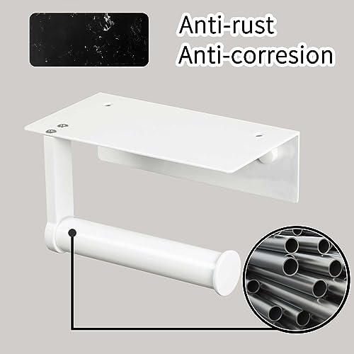 Toilet Paper Holder with Shelf,Wall Mounted Black Toilet Paper Holder,Marble Tissue Roll Holder for Bathroom Washroom(Middle 7.87 * 4.72 in)