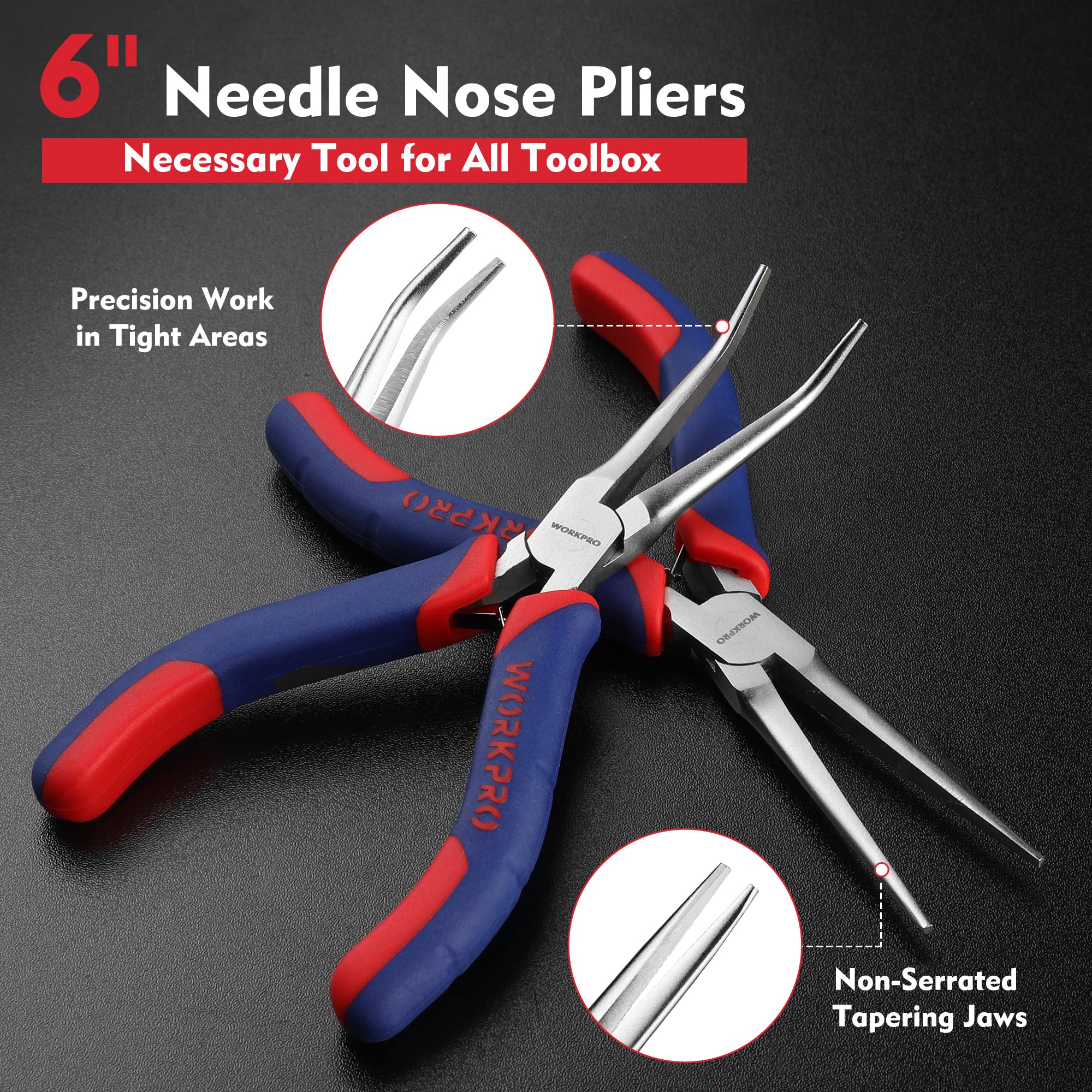 WORKPRO 12 in 1 Torx Screwdriver Set & WORKPRO 2-Piece 6" Mini Needle Nose Pliers Set