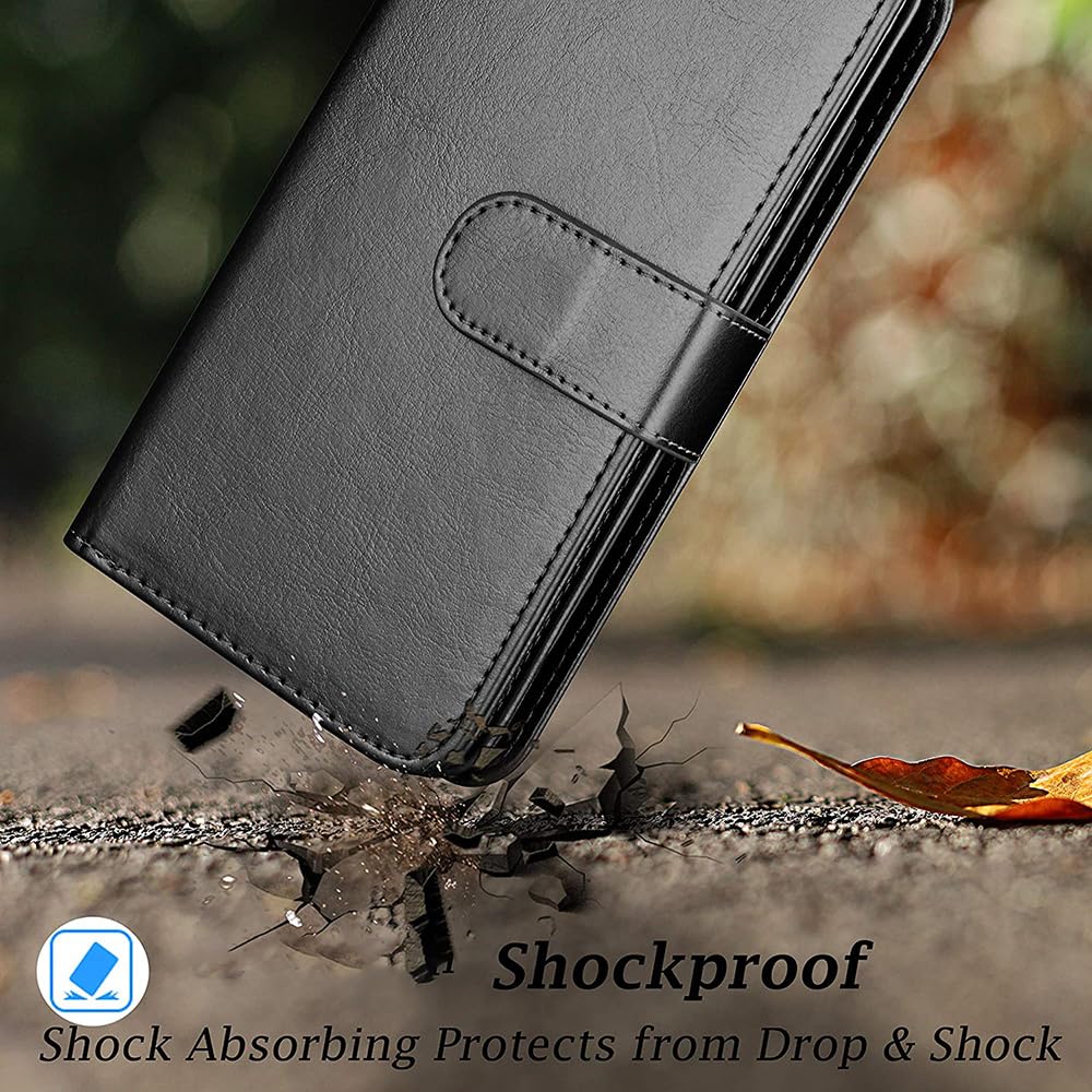 YJROP for OnePlus Nord N30 5G/OnePlus Nord CE 3 Lite 5G Case,with Screen Protector,PU Leather Wrist Strap Card Slots Shockproof Protective Flip Cover Phone Wallet Case for OnePlus Nord N30, Black
