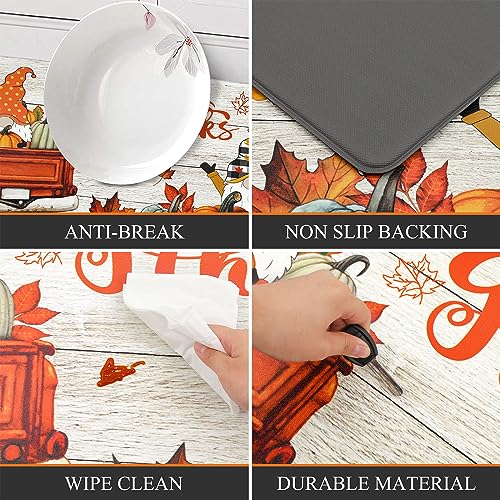 Bsmathom Anti Fatigue Kitchen Rug Set of 2, Cushioned Non Slip Kitchen Rugs and Mats, Pumpkin Kitchen Mats for Floor Set, Waterproof Kitchen Rug Runner Floor Mats for Home Kitchen
