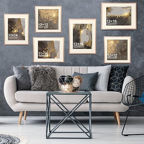 Fixwal 11 x 14 Aluminum Picture Frame, Metal Rose Gold Frame Tempered Glass with Mat for Wall Display, Wedding Table Numbers (Rose Gold, 1-Pack)