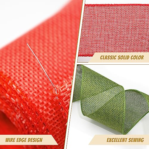 Mlurcu Fall Ribbon Burlap Wired Ribbon 1-1/2 Inch Wide Thick Solid Fabric Wire Edge Ribbon 6 Rolls 30 Yards Autumn Ribbon for Crafts Wreaths Bows Making Thanksgiving Christmas Wedding Decorations