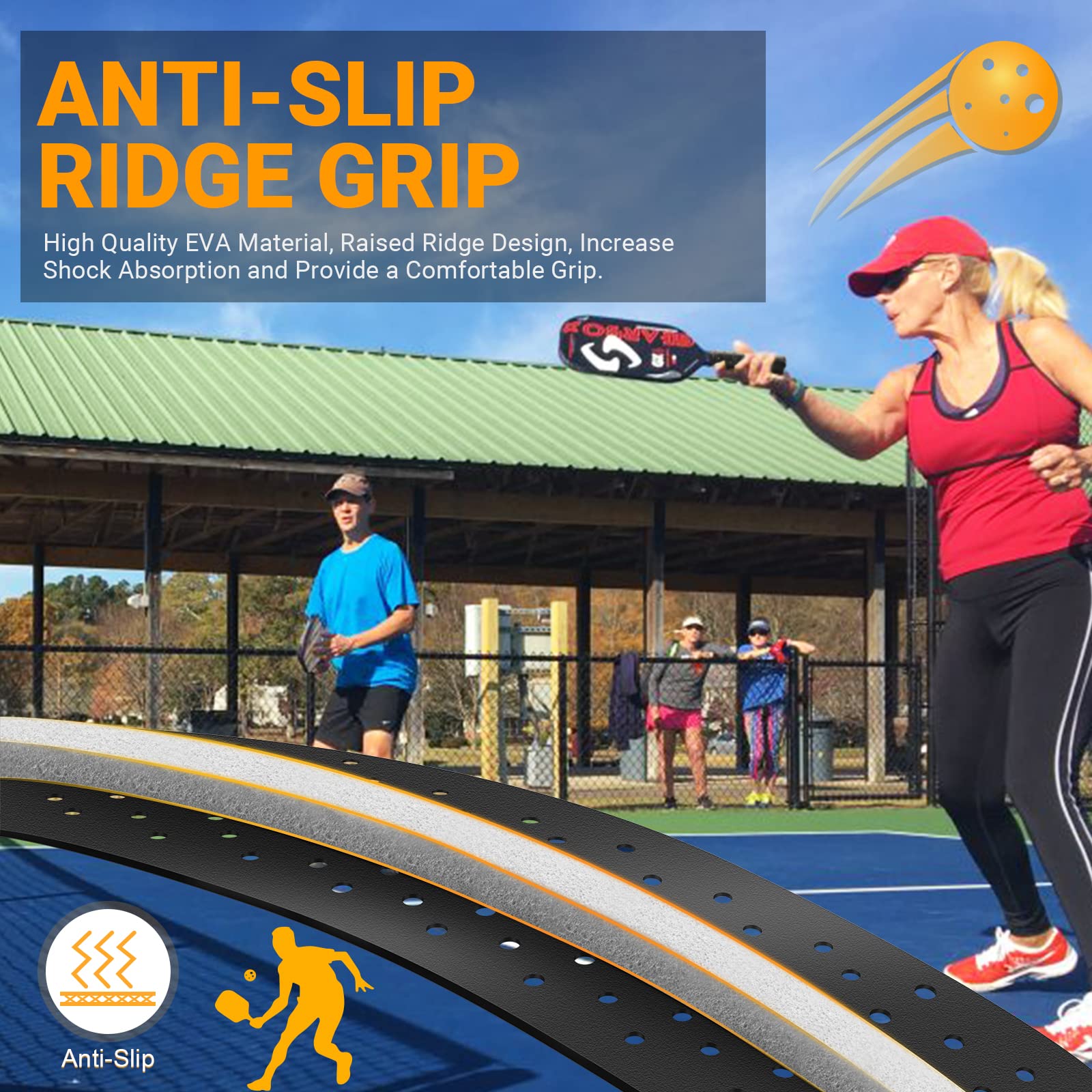 2-Packs Pickleball Paddle Grip Tape with Raised Ridge, Replacement Pickleball Overgrip Wrap for Sweat Absorption&Anti-Slip, Universal Pickle Ball Sport Accessories (Black)