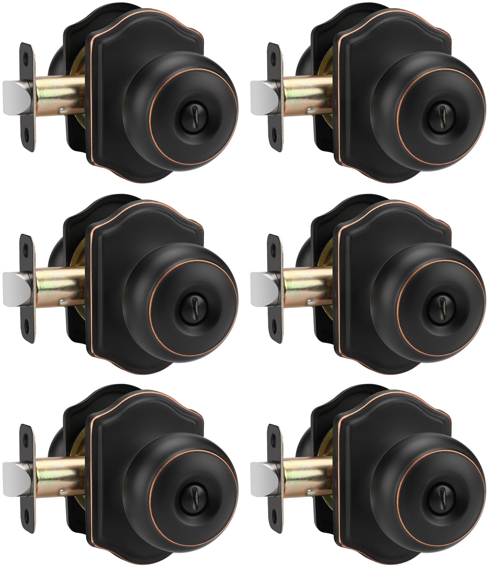 goldenwarm Bronze Door Knobs Interior, Classic Decorative Privacy Door Knob, Oil Rubbed Bronze Interior Door Knobs, Indoor Privacy Door Knobs for Bedroom or Bathroom(6 Pack)
