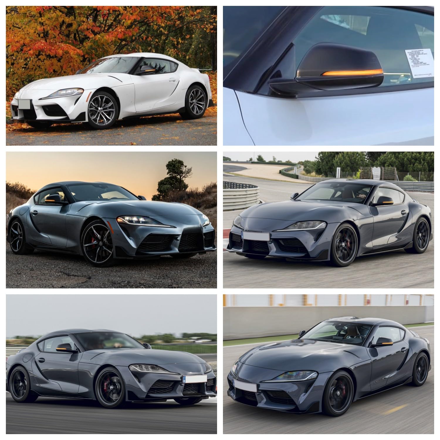 LED Dynamic Side Mirror Turn Signal Lights for 2020-2023 Toyota GR Supra Smoked Lens Sequential Turn Signal Lights Indicator Accessories LED Side Mirrors Marker Lamps
