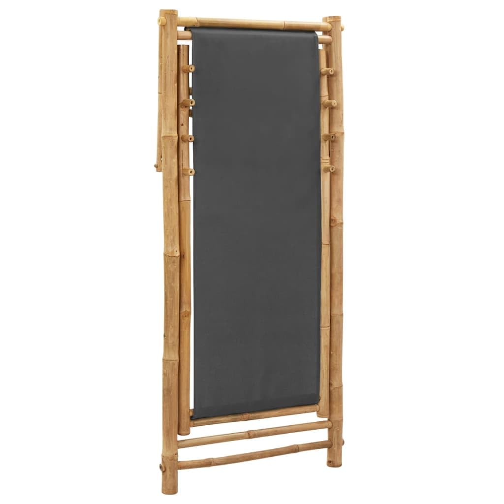 Deck Chair Bamboo and Canvas Dark Gray Embrace The Outdoor Relaxation Create Your Patio Paradise