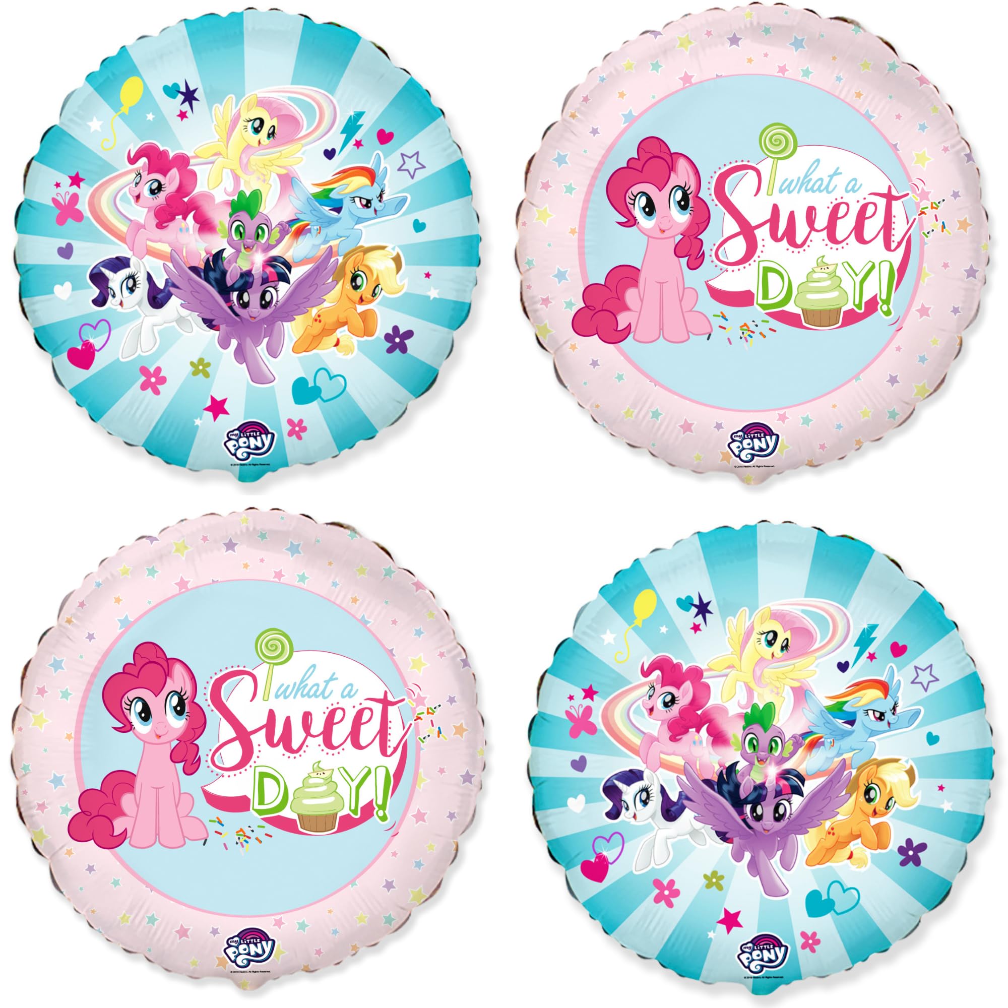 Little Party Pony Balloons - Set Of 4 My Lil Party Balloon Decorations In Blue And Pink Color Styles For A Litle Rainbow Ponys Birthday Themed Ballon Bouquet Centerpiece Backdrop Banner Decoration