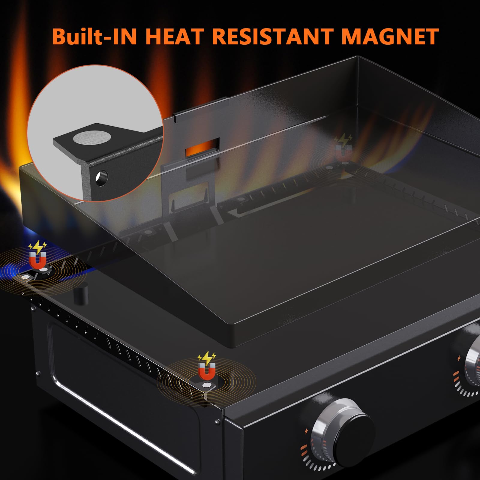 Upgraded Wind Guard for Blackstone 22 Inch Griddle, Magnetic Stainless Steel Wind Screens Protect Flame & Hold Heat, Compatible with Rear Grease Cup Hood and Side Shelf, Gas Saving, Grilling Gifts