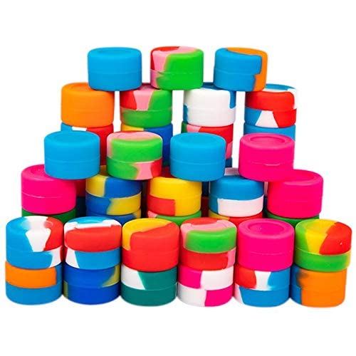 100pcs Non-Stick Food Grade Silicone Wax Containers 3ml Wax Oil Multi Use Storage Jars Assorted Colors