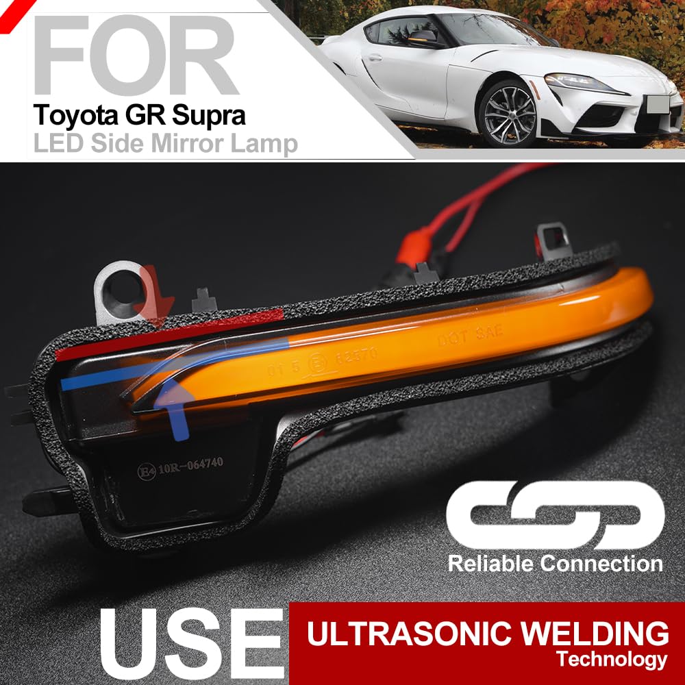LED Dynamic Side Mirror Turn Signal Lights for 2020-2023 Toyota GR Supra Smoked Lens Sequential Turn Signal Lights Indicator Accessories LED Side Mirrors Marker Lamps