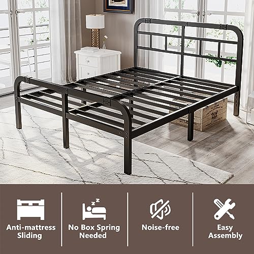 Artimorany Full Bed Frame with Headboard and Footboard, 14 Inch High, 3500 Pounds Heavy Duty Metal Slats Support for Mattress, No Box Spring Needed, Noise-Free, Black