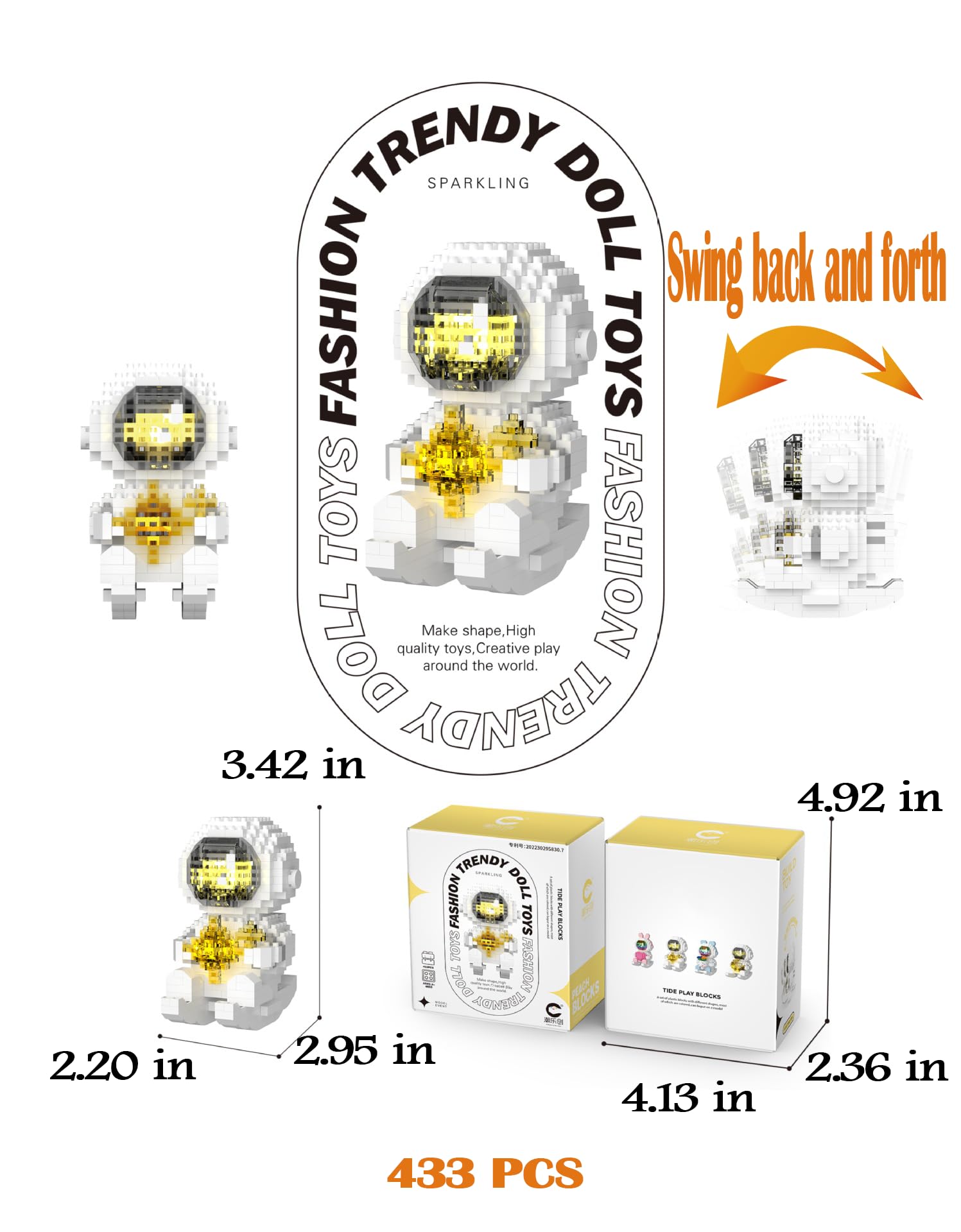 Elegrafy Rocking Astronaut Holding Star Mini Building Blocks Micro Building Kits for Kids and Adults Space Toys with LED Lighting Kit Compatible with Nano (433 Pieces)