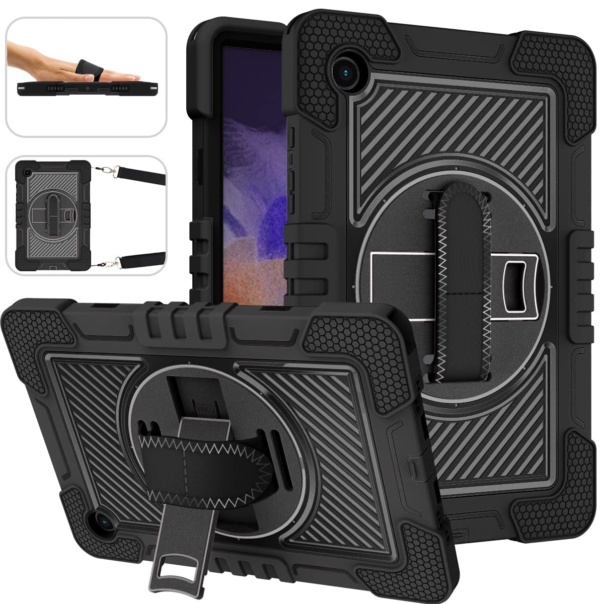 UPIKIT Tablet PC Case Shockproof Durable Protective Cover Durable 360 Degree Rotating Bracket Case Compatible with Samsung Galaxy Tab A8 10.5-Inch 2021 (SM-X200/X205/X207) Tablet Home (Color : Black)