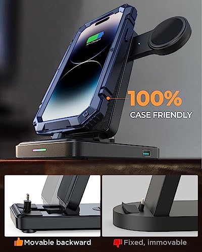 JOYROOM 4 in 1 Foldable Charging Station for iPhone Series 14/13/12/11/X/XS/XR/8/7/6/5,for AirPods Pro/3/2,Removable Charger for Apple Watch Ultra/8/7/6/SE/5/4/3/2 with 20W Adapter