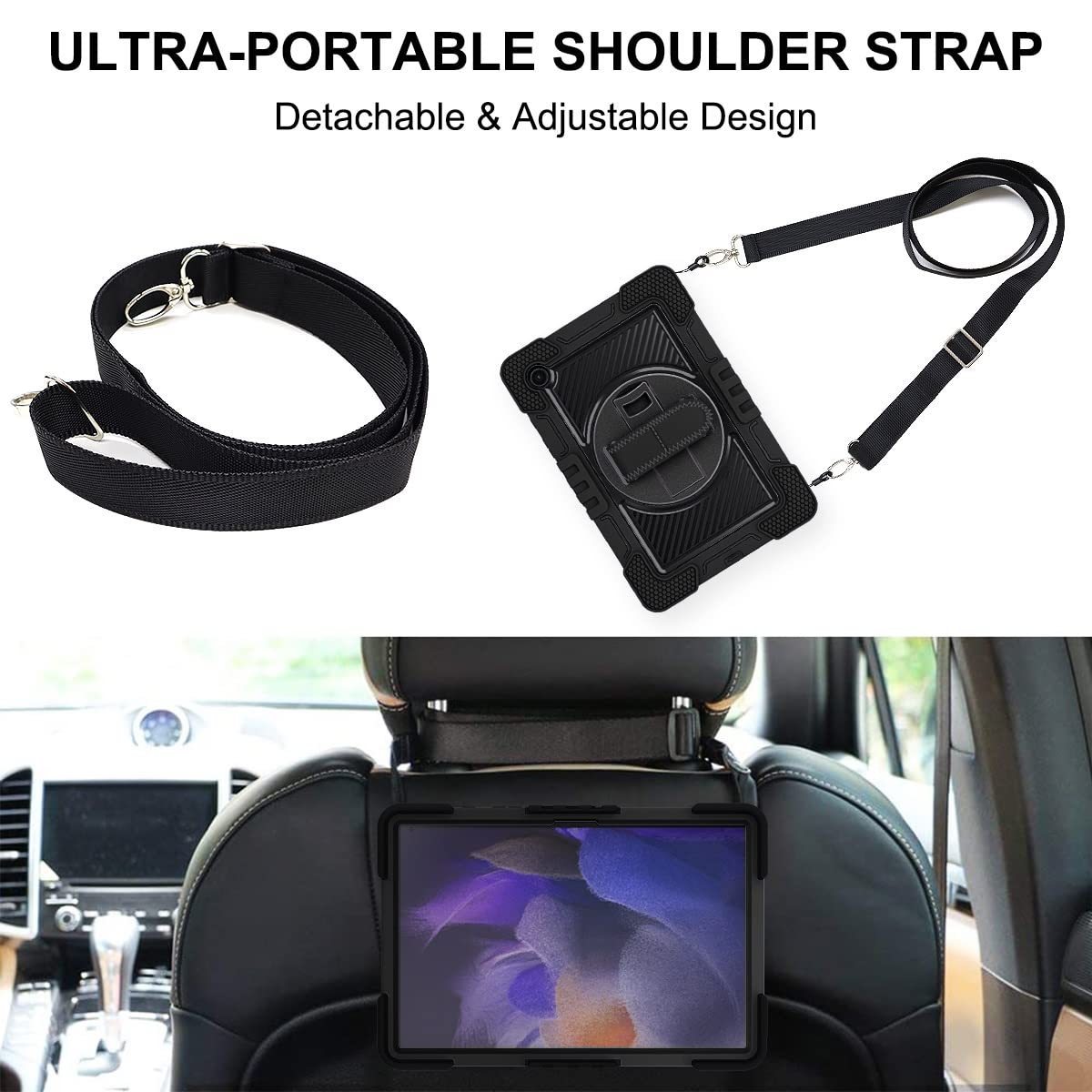 UPIKIT Tablet PC Case Shockproof Durable Protective Cover Durable 360 Degree Rotating Bracket Case Compatible with Samsung Galaxy Tab A8 10.5-Inch 2021 (SM-X200/X205/X207) Tablet Home (Color : Black)