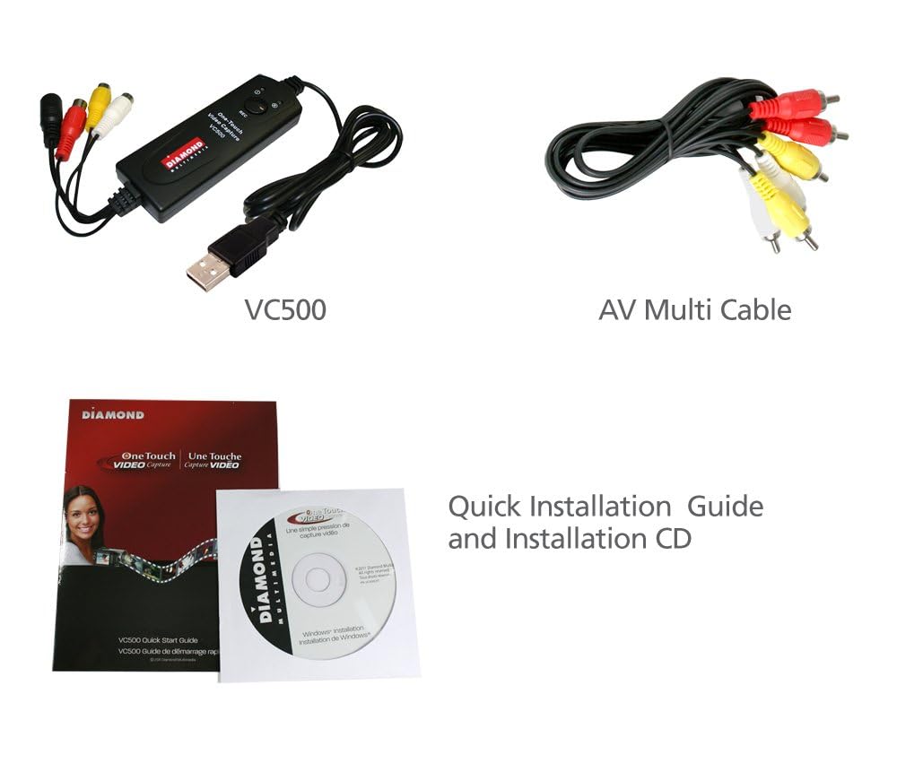 Diamond VC500SE One Touch VHS/Camcorder to Digital File Converter for Both Windows and Mac OS (Supports Mac OS Ventura)