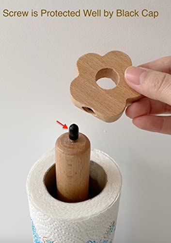 Paper Towel Holder, Wooden Kitchen Roll Stand Organizer Free Standing, Housewarming Gift Present for Friends