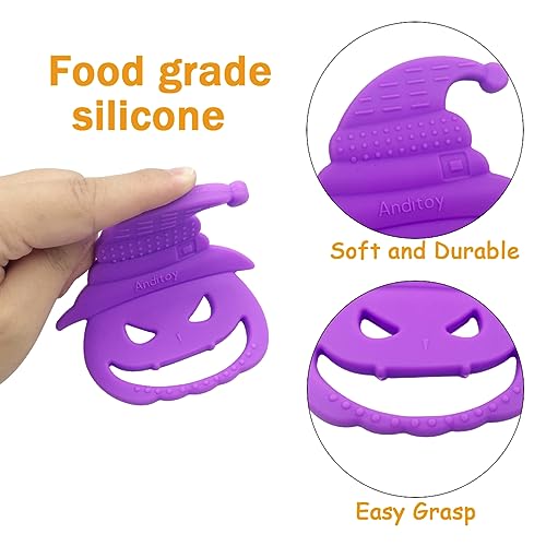 Anditoy 8 Pack Halloween Teething Toys Halloween Teether for 3-12 Months Baby Toddlers Halloween Treat Bags Gifts