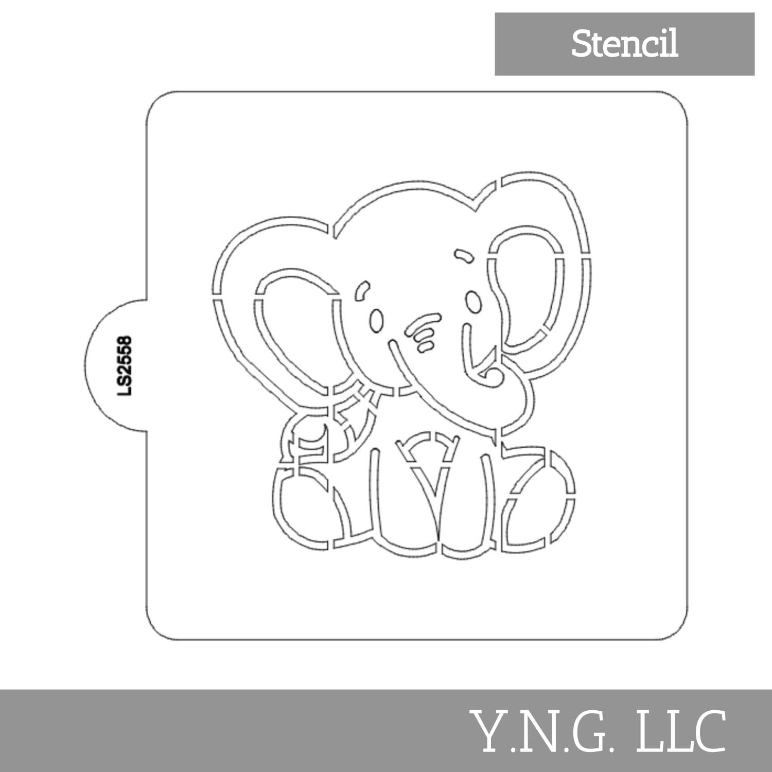 Baby Elephant Shower Detailed Stencil for Cookie OR Cake Decorating Made in USA LS2558