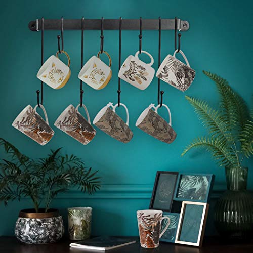 AJART Coffee Mug Rack Form Hand-Forged Cup Holder (17”/8 Hooks) Coffee Mug Hangers for Kitchen Organizer and Mug Hangers for The Wall