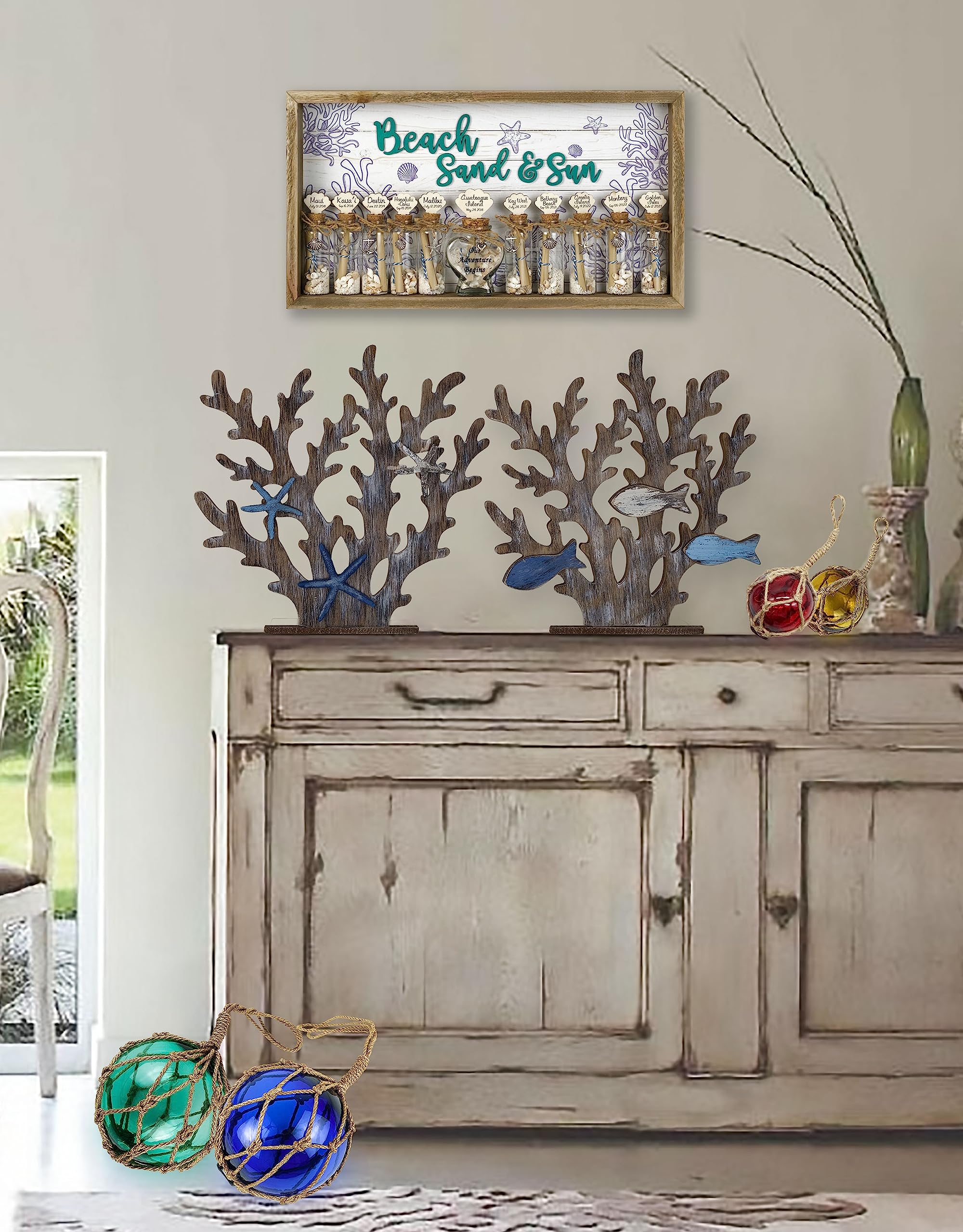 SAILINGSTORY Honeymoon Sand Jar Keepsake Shadow Box Beach Memory Coastal Decor Wedding Gift Adventure Archive Box Seashell Holder