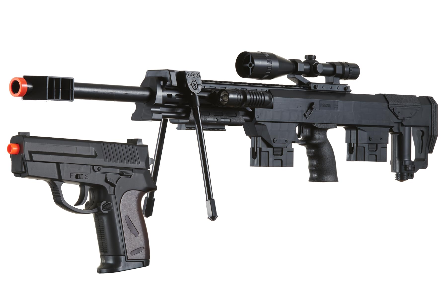 GoldenBall Sniper 300 FPS Spring Airsoft Rifle & Pistol Combo Gun Set