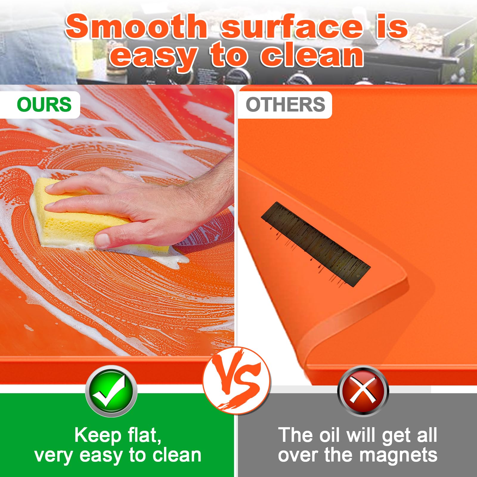 RRW 22" Griddle Mat Silicone for Blackstone, Heavy Duty Food Grade Silicone Griddle Mat Cover Grill, Protect Your Griddle From Rodents, Insects, Debris and Rust, All Season BBQ Grill Mat- Orange