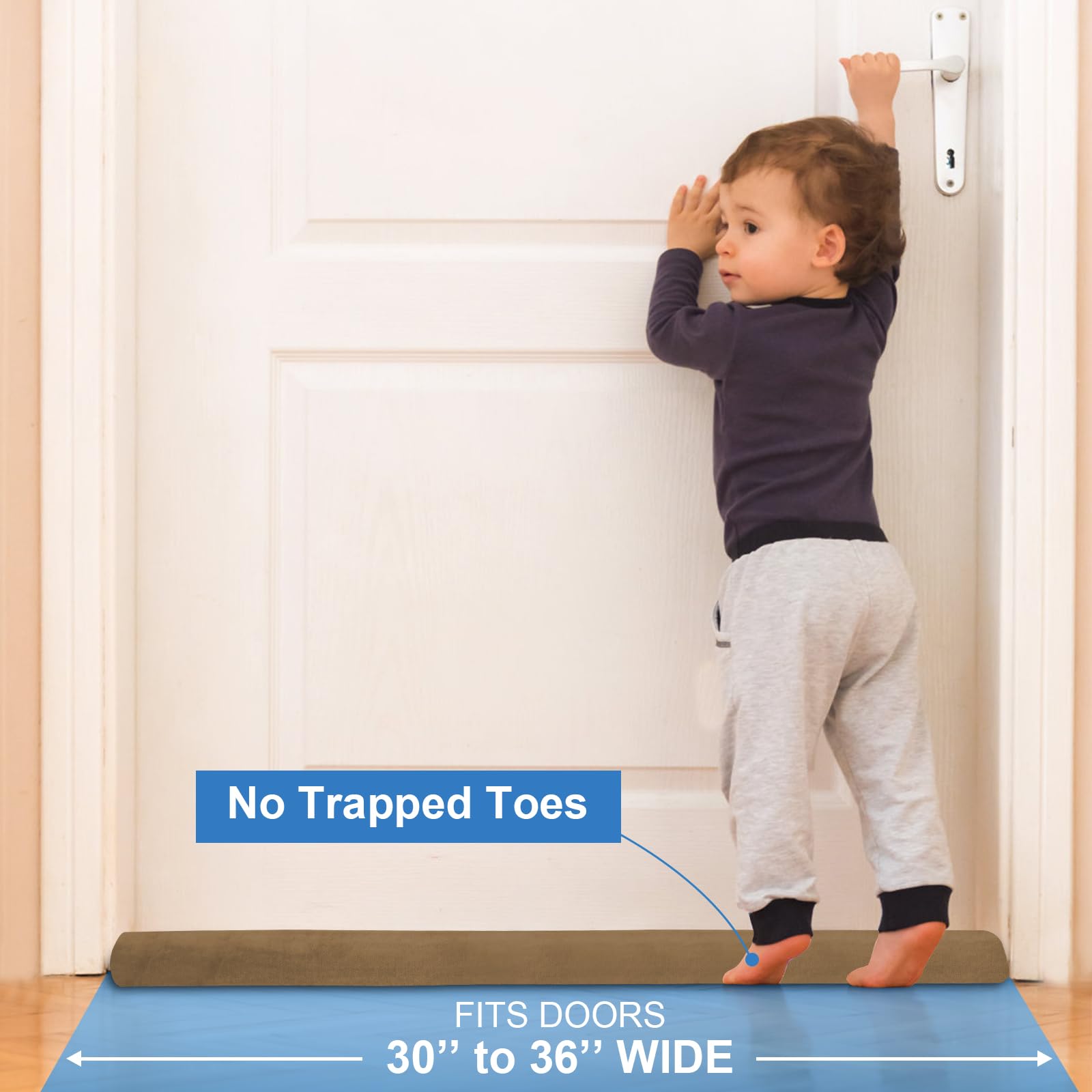 DCUINS Door Draft Stopper, 36 Inch Under Draft Guard Noise Blocker, Seal Bottom of Doors 30'' to 36'' Gap Filler up to 1.7'' Front Door Sweep, Machine Washable, Brown