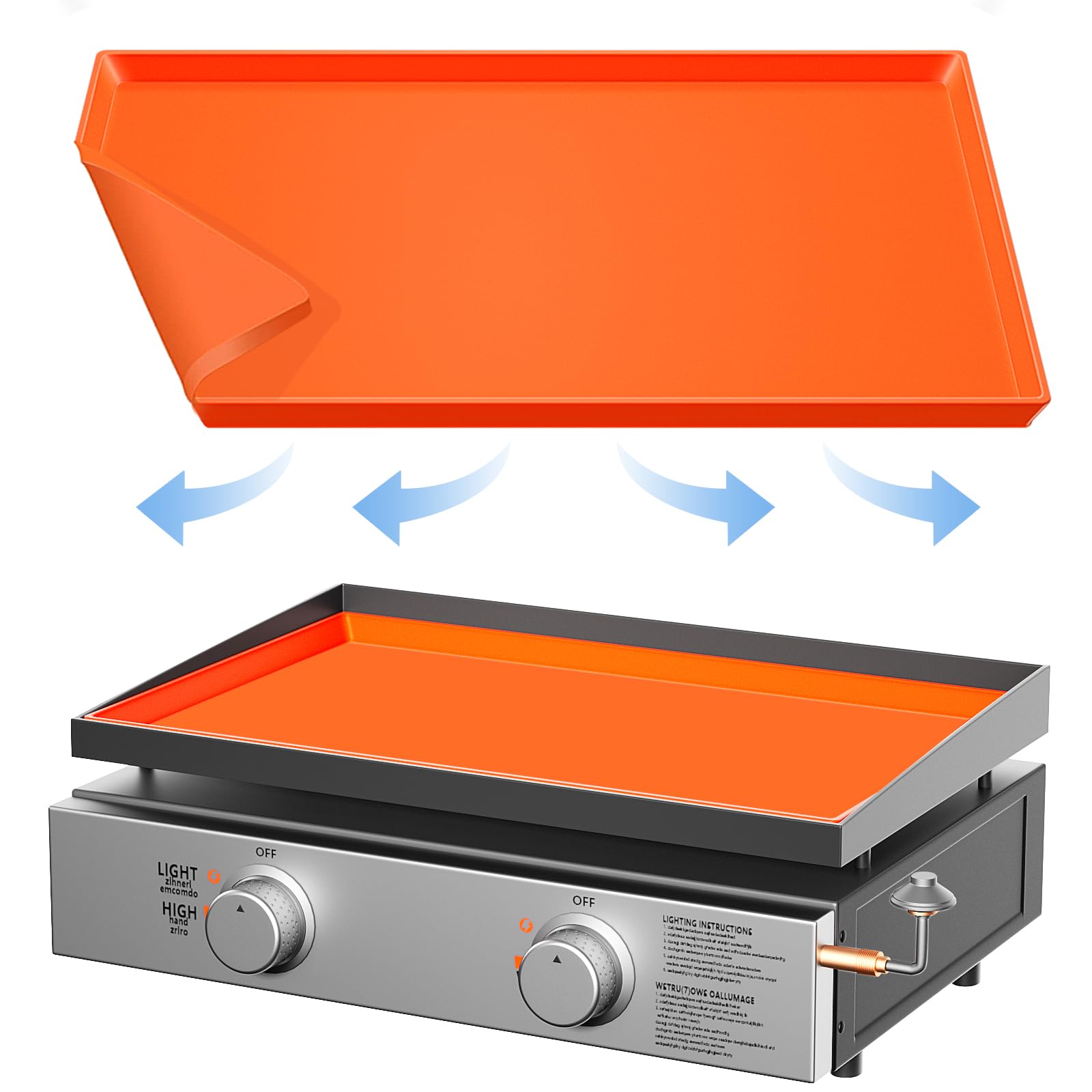 RRW 22" Griddle Mat Silicone for Blackstone, Heavy Duty Food Grade Silicone Griddle Mat Cover Grill, Protect Your Griddle From Rodents, Insects, Debris and Rust, All Season BBQ Grill Mat- Orange