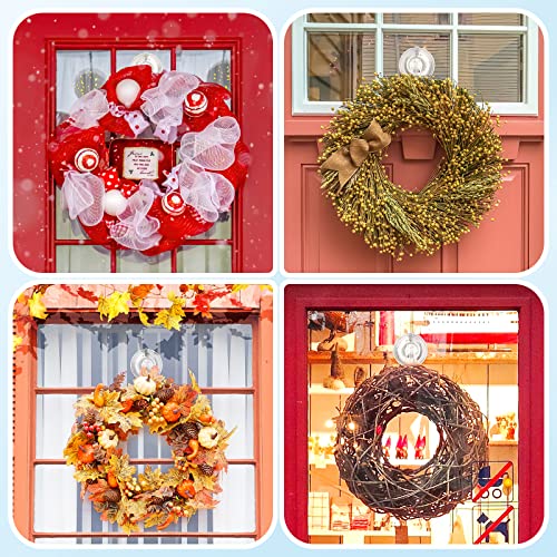 VIS'V Suction Cup Hooks, Small Clear Heavy Duty Vacuum Suction Hooks with Wipes Removable Strong Window Glass Door Kitchen Bathroom Shower Wall Suction Hanger for Towel Loofah Utensils Wreath - 2 Pcs