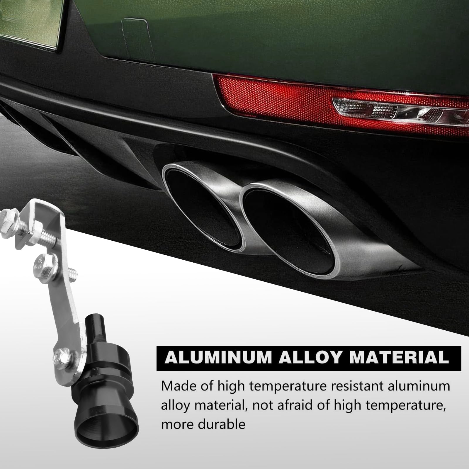ZKFAR 2 PCS Car Tips Bleed Valve Roar Maker Tail Pipe Whistle, Aluminum Alloy Wave Imitation Anechoic Booster, Sound Exhaust Simulator Turbo Whistle Pipe Sound Muffler, for Most Cars (Black)