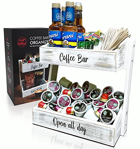 Kraft Kitchen 2 Tier Coffee Bar Organizer - Coffee Station Organizer for Countertop - Coffee Bar Accessories and Organizer - Coffee Organizer Station - Coffee Bar Decor - Coffee Bar Essentials