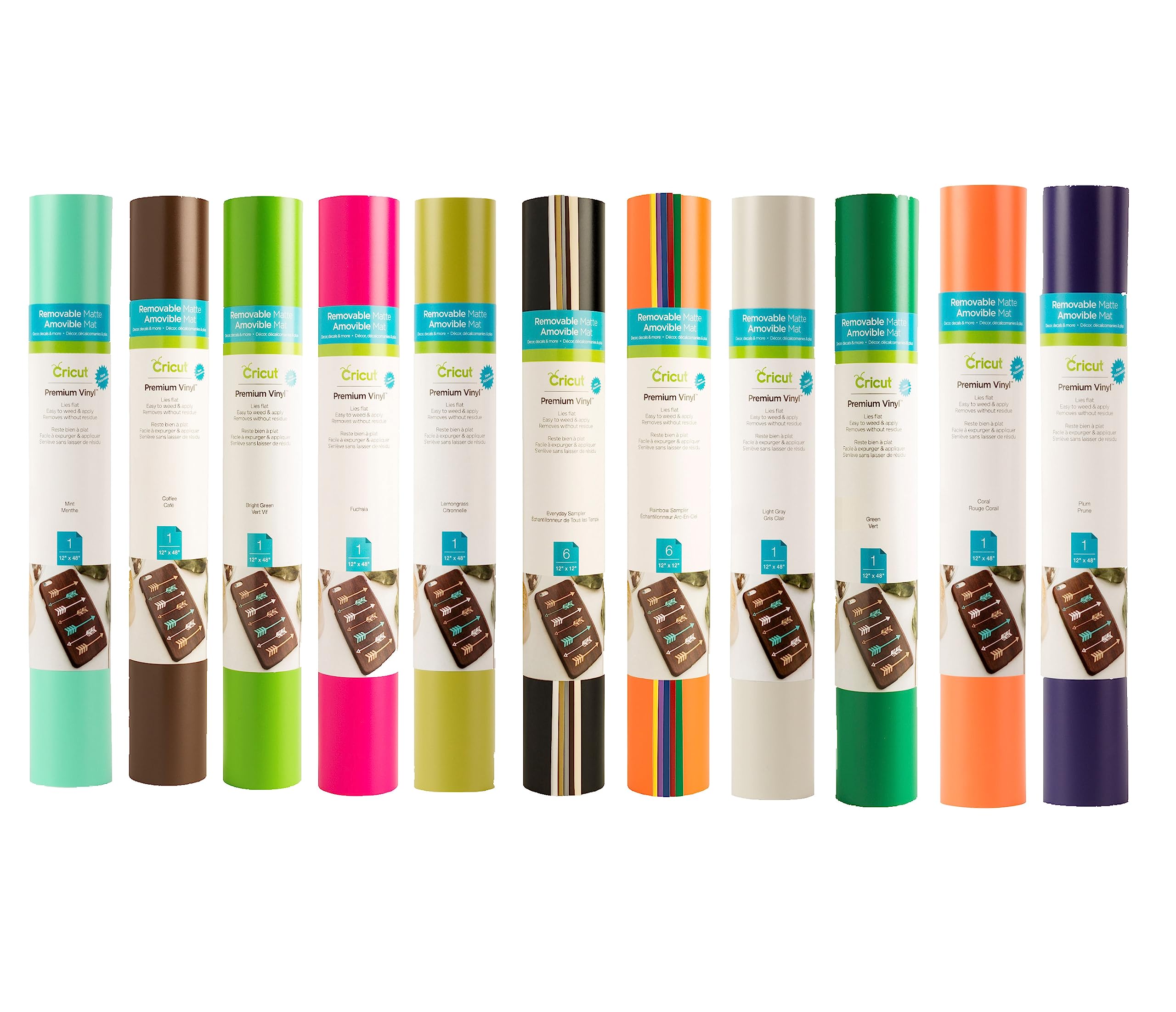 Cricut Ultimate Vinyl Sampler - Includes Over 48 feet of Adhesive Removable Vinyl Rolls with a Variety of Colors & Samplers