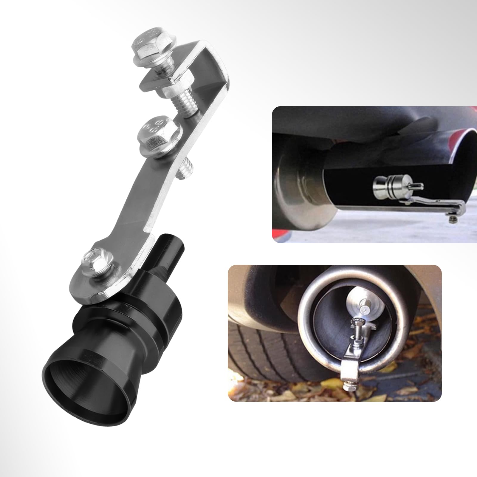 ZKFAR 2 PCS Car Tips Bleed Valve Roar Maker Tail Pipe Whistle, Aluminum Alloy Wave Imitation Anechoic Booster, Sound Exhaust Simulator Turbo Whistle Pipe Sound Muffler, for Most Cars (Black)