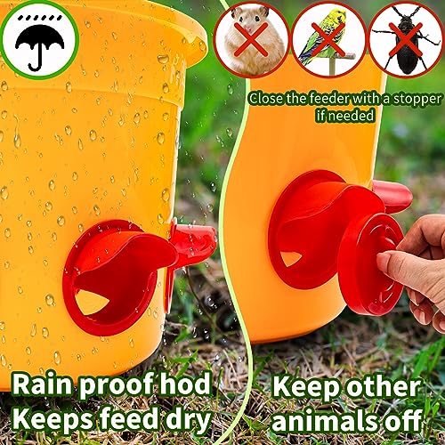 Chicken Feeder and Chicken Drinker Set and(Chicken Leg Bands 20 Pack),Automatic Poultry Feeder Kit for Chickens,Birds,Turkeys Etc,Leak-Proof and Sun-Proof Chicken Feeder Chicken Water Cups (6pc, red)