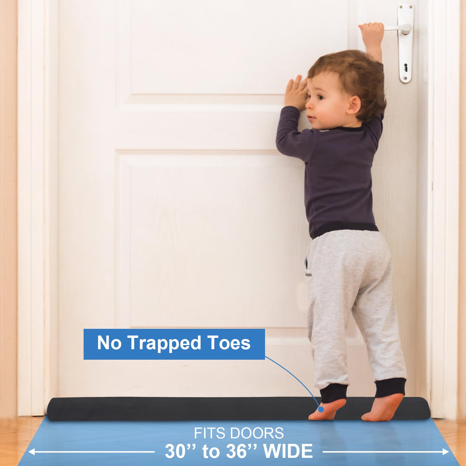 DCUINS Door Draft Stopper, 36 Inch Under Draft Guard Noise Blocker, Seal Bottom of Doors 30'' to 36'' Gap Filler up to 1.7'' Front Door Sweep, Machine Washable, Black