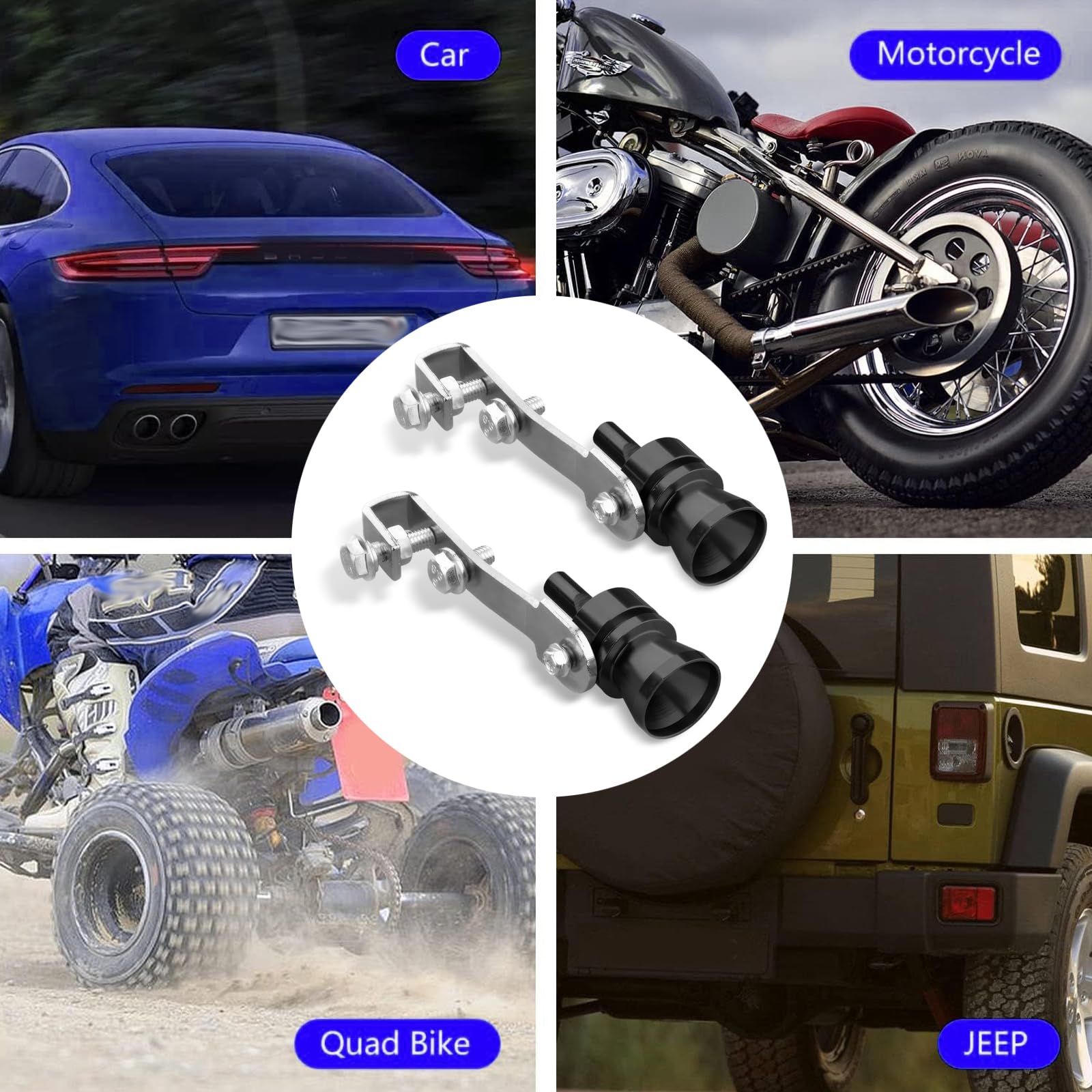 ZKFAR 2 PCS Car Tips Bleed Valve Roar Maker Tail Pipe Whistle, Aluminum Alloy Wave Imitation Anechoic Booster, Sound Exhaust Simulator Turbo Whistle Pipe Sound Muffler, for Most Cars (Black)