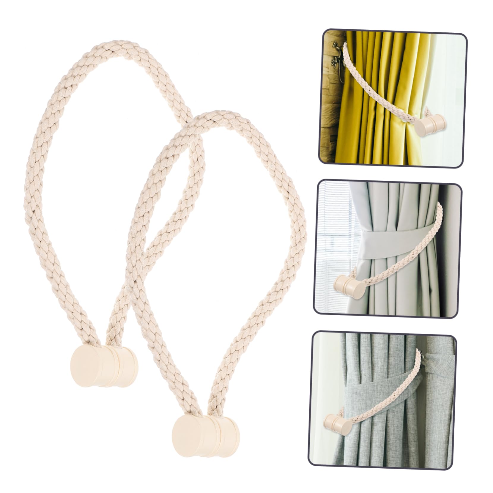 ULTECHNOVO 2 Pcs Curtain Magnetic Button Hebillas Magneticas para Cortinas Hebillas Magnéticas para Cortinas Decorative Curtain Tiebacks Weave Rope Curtain Tiebacks Curtain Tiebacks for Home